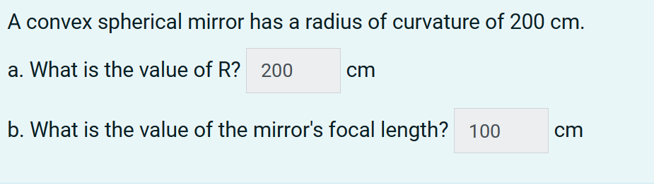 Solved A convex spherical mirror has a radius of curvature | Chegg.com