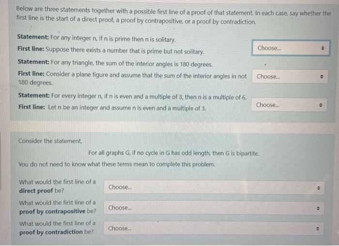 Solved Below are three statements together with a possible | Chegg.com
