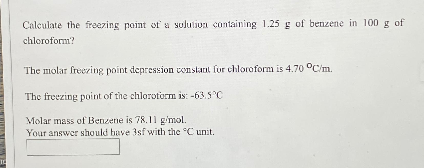 Solved Calculate the freezing point of a solution containing | Chegg.com