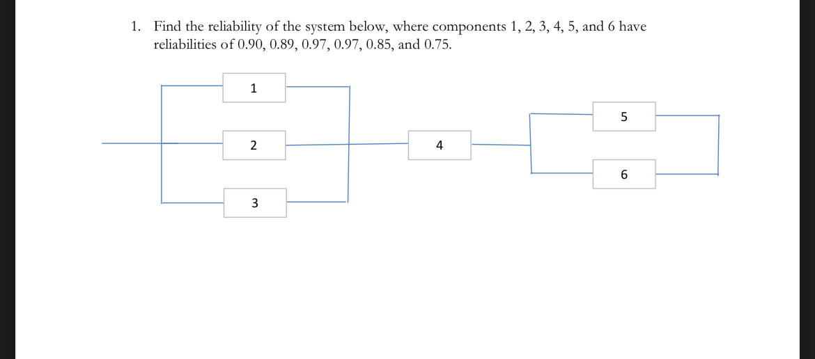 Find the reliability of the system below, where | Chegg.com