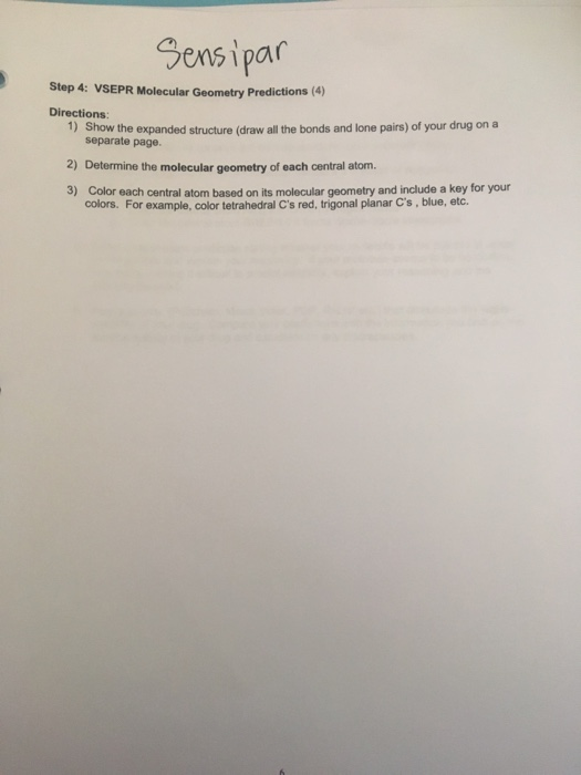 Solved Sensipar Step 4: VSEPR Molecular Geometry Predictions | Chegg.com