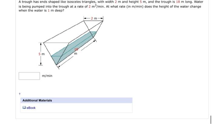 Solved A trough has ends shaped like isosceles triangles, | Chegg.com