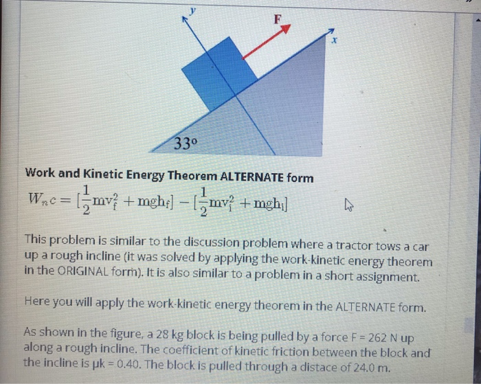Solved 330 Work and Kinetic Energy Theorem ALTERNATE form | Chegg.com