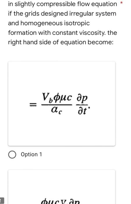 Solved in slightly compressible flow equation if the grids | Chegg.com