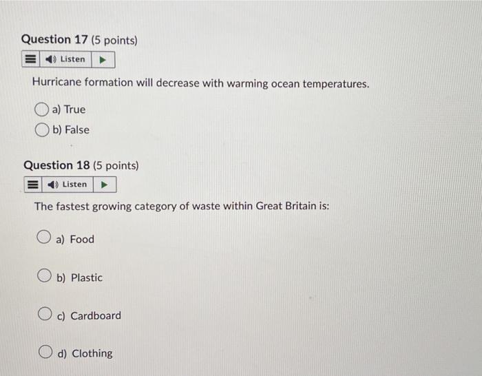 Solved Hurricane formation will decrease with warming ocean | Chegg.com