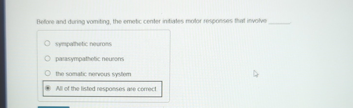 Solved Before and during vomiting, the emetic center | Chegg.com