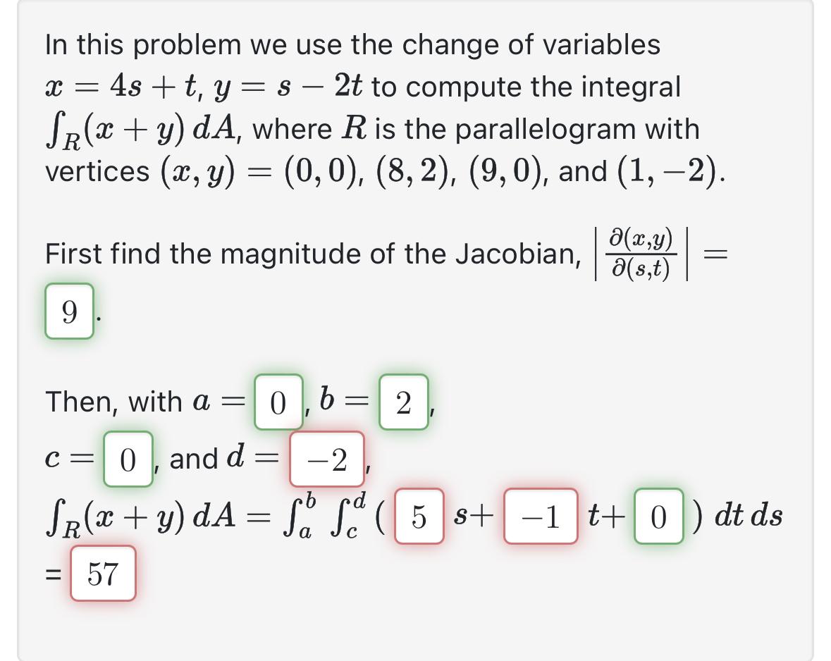 Solved In this problem we use the change of variables | Chegg.com