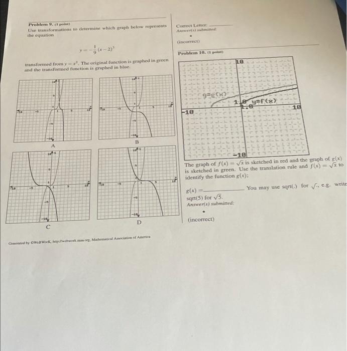 Solved Problem 7. (1 point) Describe how the graph of 8(x) = | Chegg.com