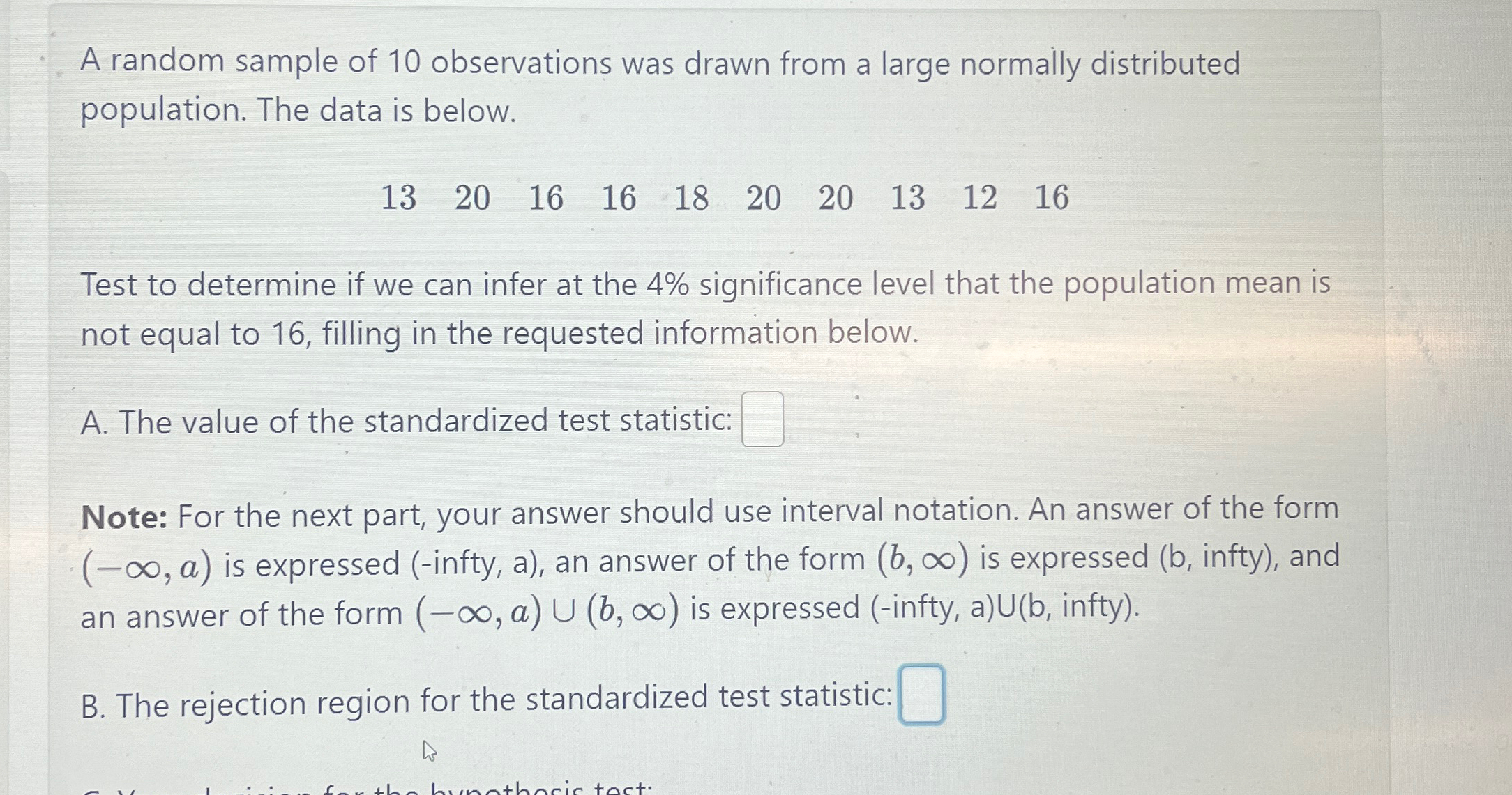 Solved A random sample of 10 ﻿observations was drawn from a | Chegg.com