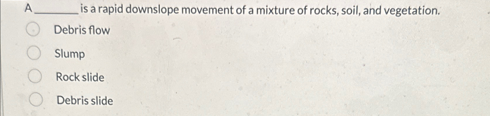 Solved A is a rapid downslope movement of a mixture of | Chegg.com