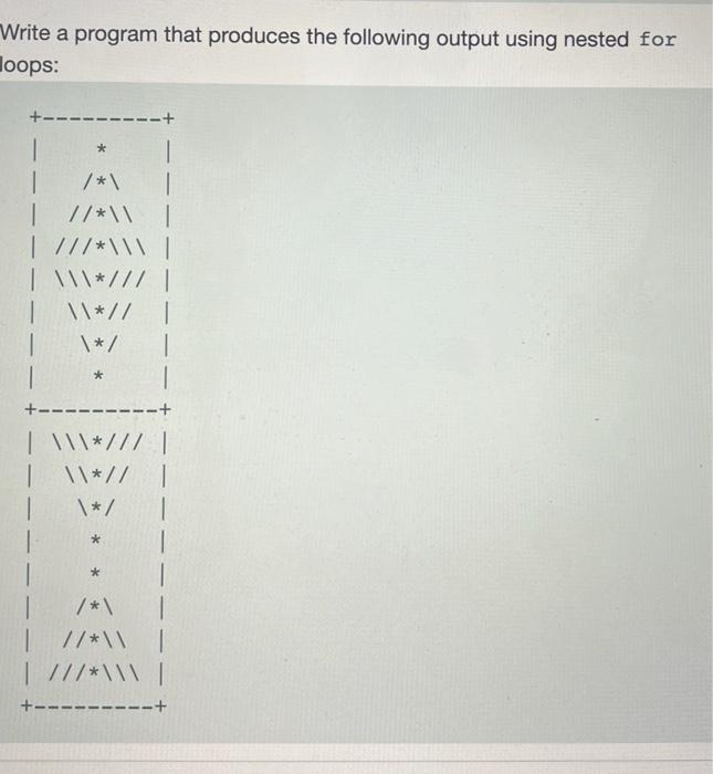 Solved Write a program that produces the following output | Chegg.com