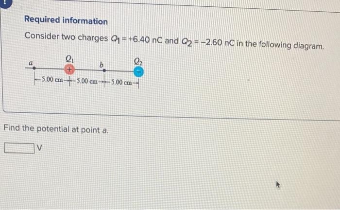 Solved Required information Consider two charges Q1=+6.40nC | Chegg.com
