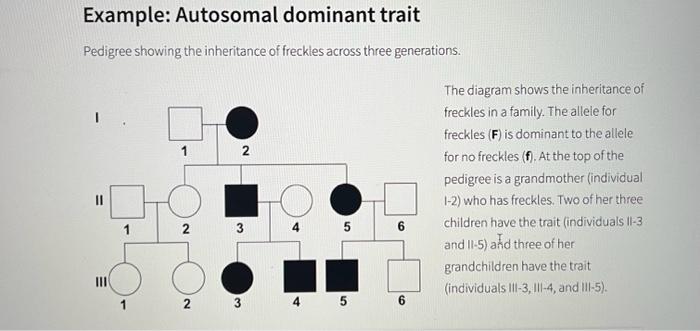 Solved Example: Autosomal dominant trait Pedigree showing | Chegg.com