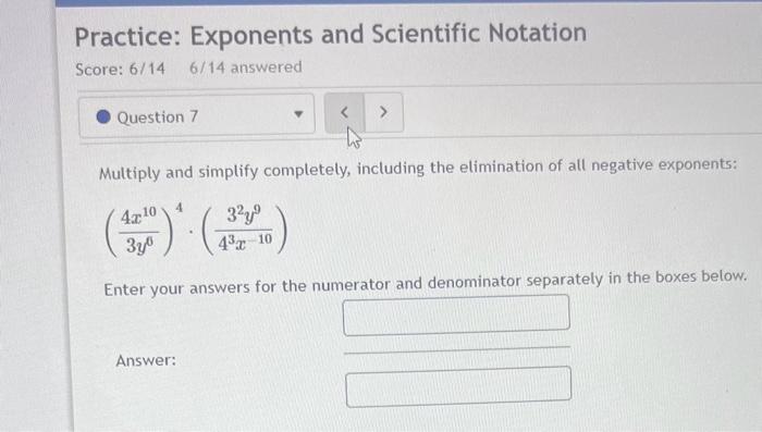 Solved Practice: Exponents and Scientific Notation Score: | Chegg.com
