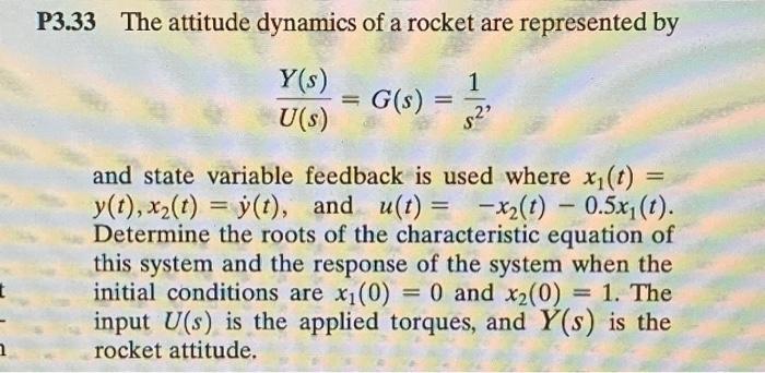Solved P3.33 The attitude dynamics of a rocket are | Chegg.com