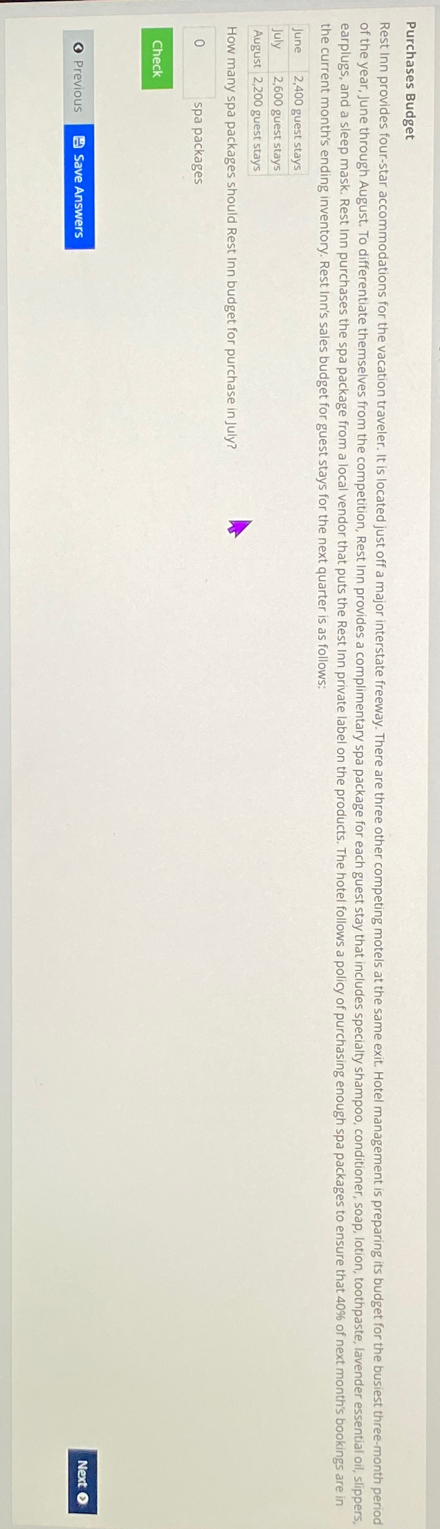 Solved Purchases Budget the current month's ending | Chegg.com