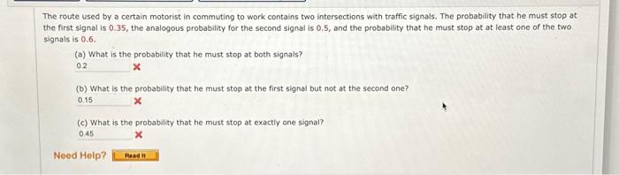 Solved The route used by a certain motorist in commuting to | Chegg.com