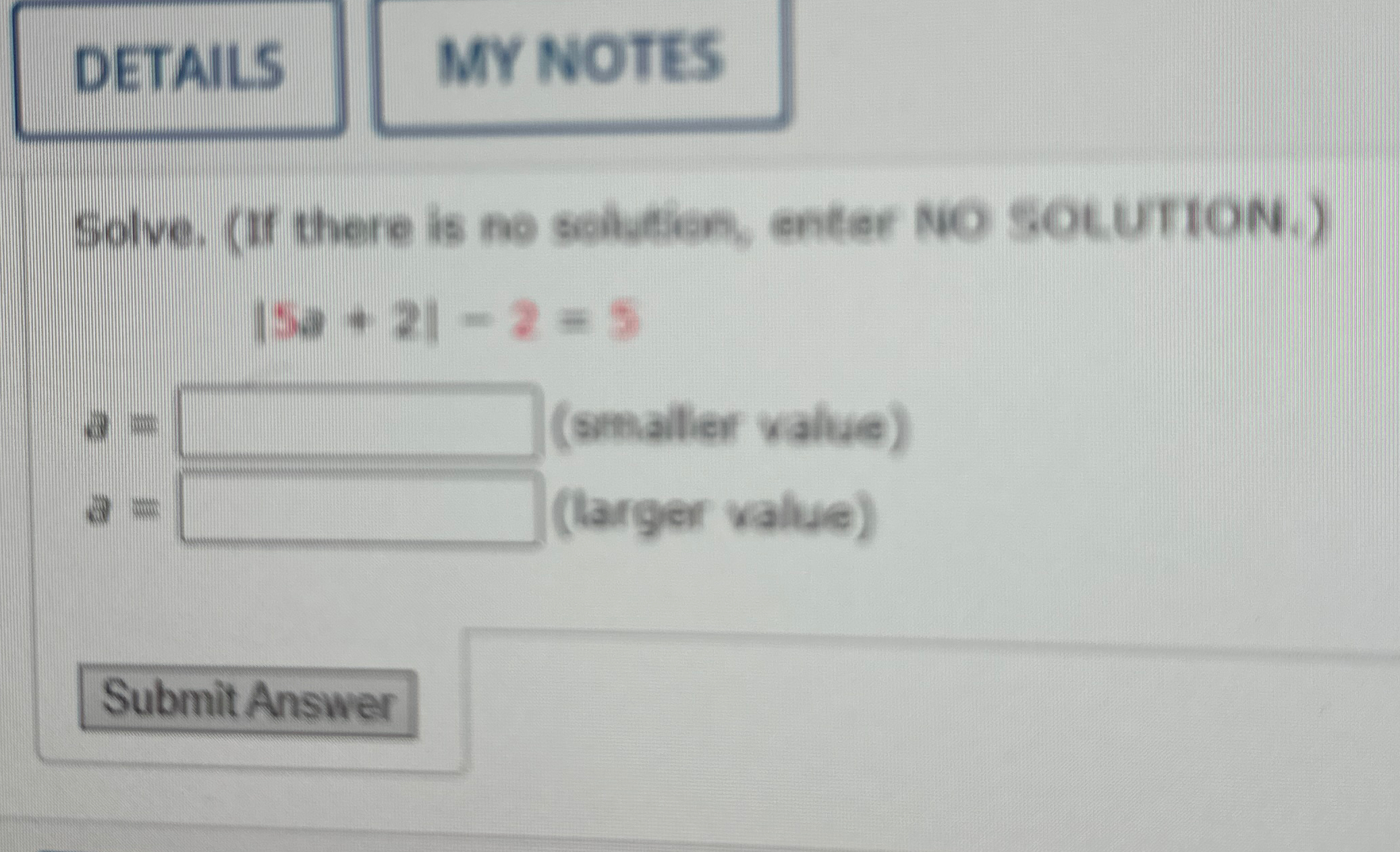 Solved Solve. (If there is no selution, enter NO | Chegg.com