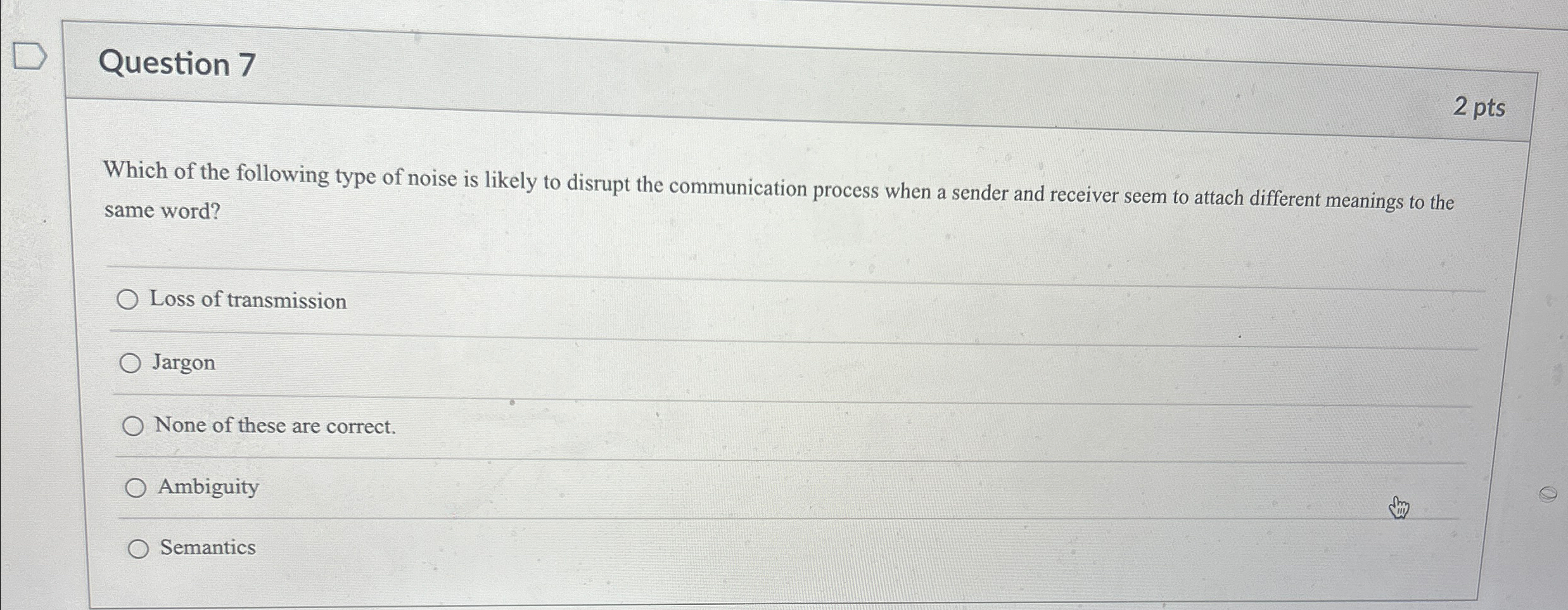 Solved Question 72 ﻿ptsWhich of the following type of noise | Chegg.com