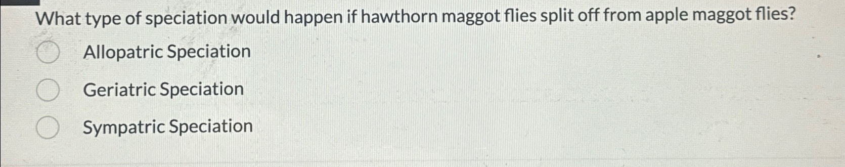 Solved What type of speciation would happen if hawthorn | Chegg.com