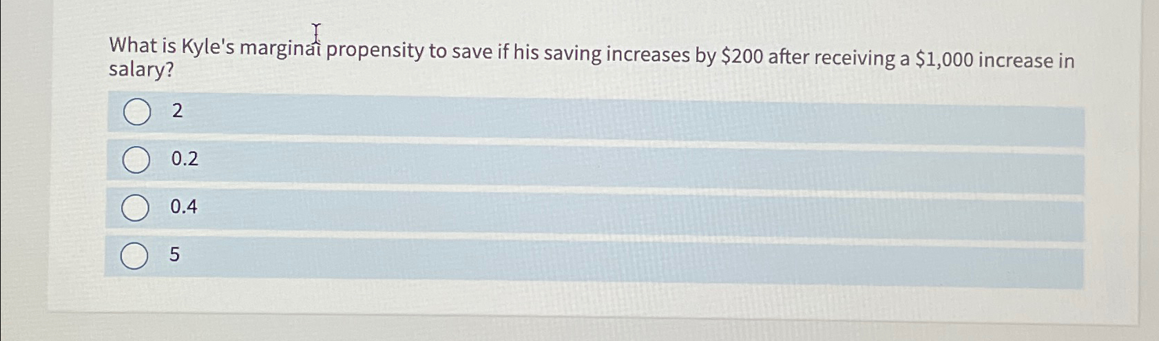 Solved What is Kyle's marginai propensity to save if his | Chegg.com