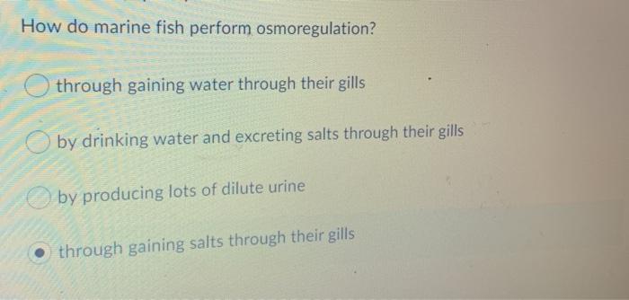 Solved How do marine fish perform osmoregulation? through | Chegg.com