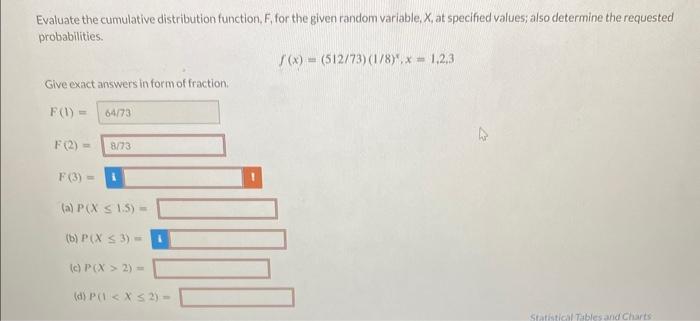Solved Evaluate the cumulative distribution function, F, for | Chegg.com