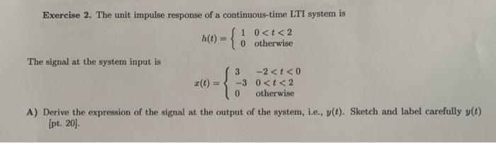 Solved Exercise 2. The unit impulse response of a | Chegg.com