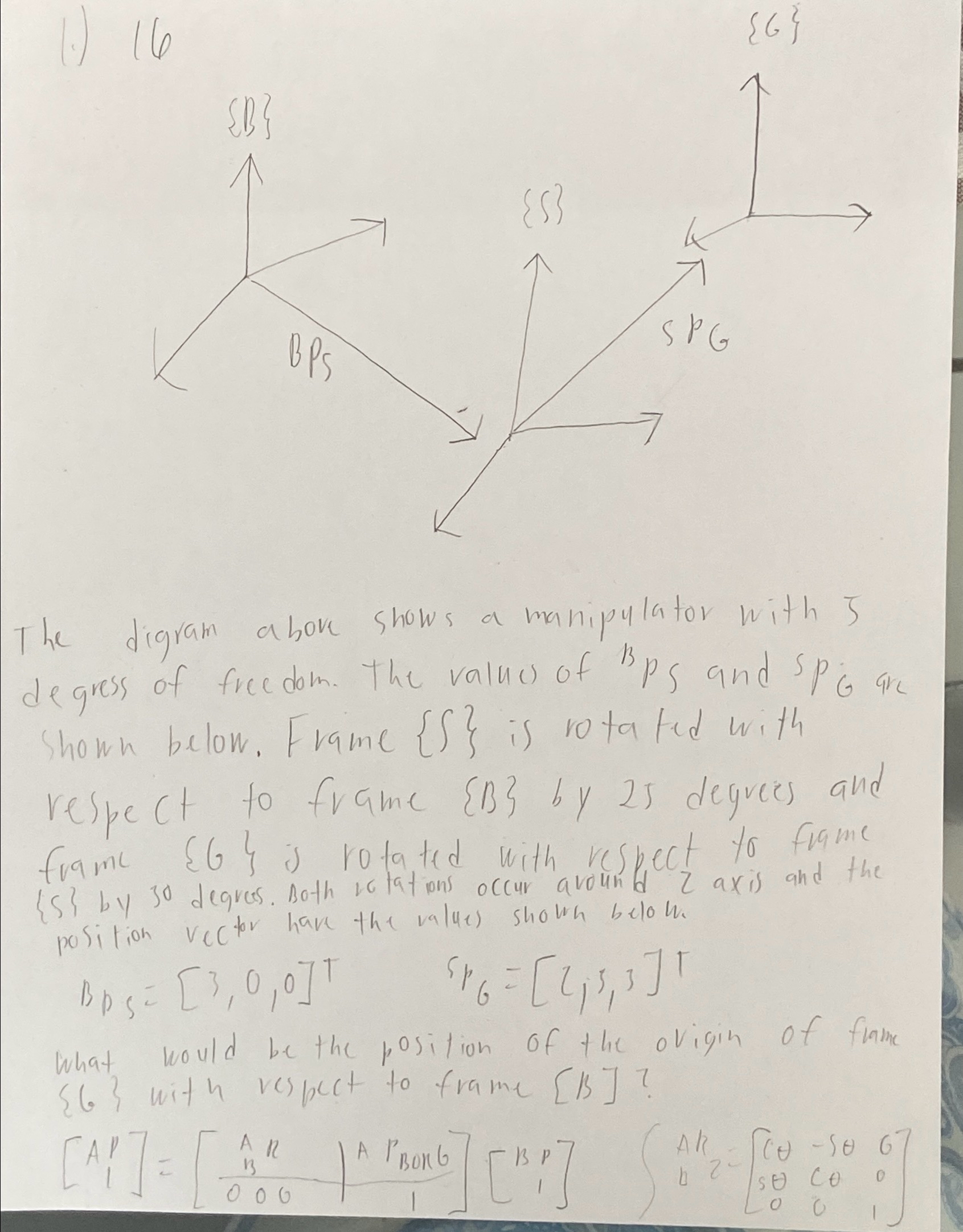 Solved 1.) 16{6}The digram above shows a manipulator with 5 | Chegg.com