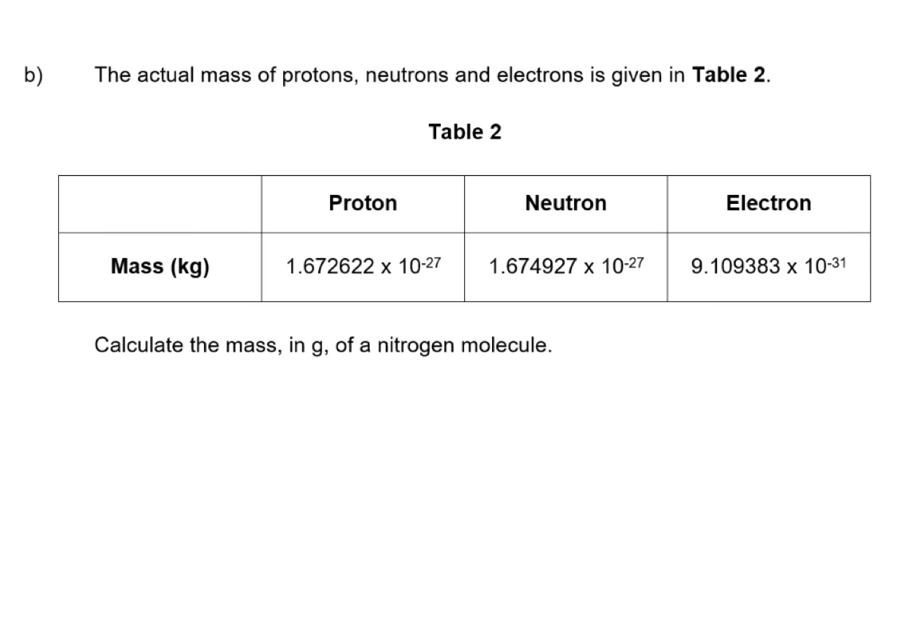 Solved b) ﻿The actual mass of protons, neutrons and | Chegg.com