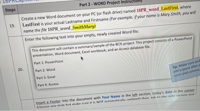 Solved Part 2 - WORD Project Instru Steps 19. Create a new | Chegg.com