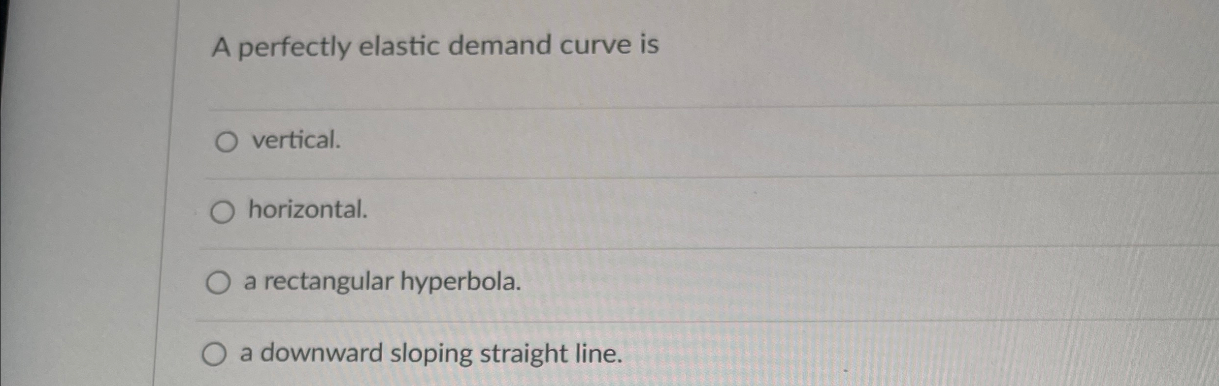 Solved A perfectly elastic demand curve | Chegg.com