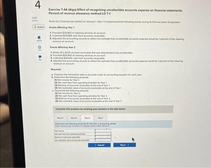 Solved Exercise 7-AA (Algo) Effect of recognizing | Chegg.com