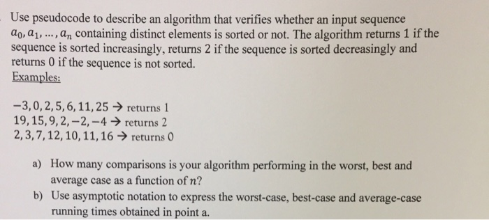 Solved Use Pseudocode To Describe An Algorithm That Verifies 4350