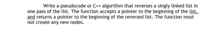 Solved Write A Pseudocode Or C Algorithm That Reverses A 7008