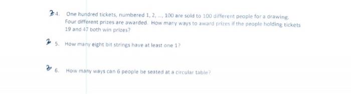 Solved 24. One hundred tickets, numbered 1, 2,100 are sold | Chegg.com