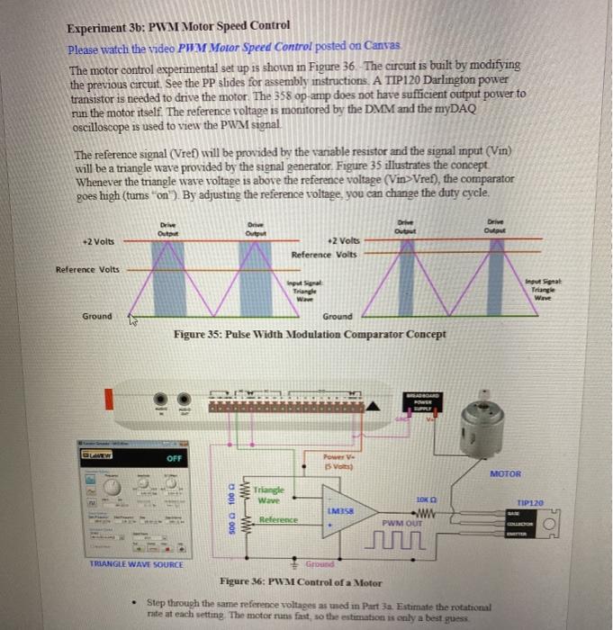 Solved Experiment 3b: PWM Motor Speed Control Please watch | Chegg.com