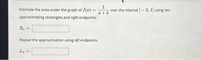 Solved Estimate the area under the graph of f(x) = H | Chegg.com