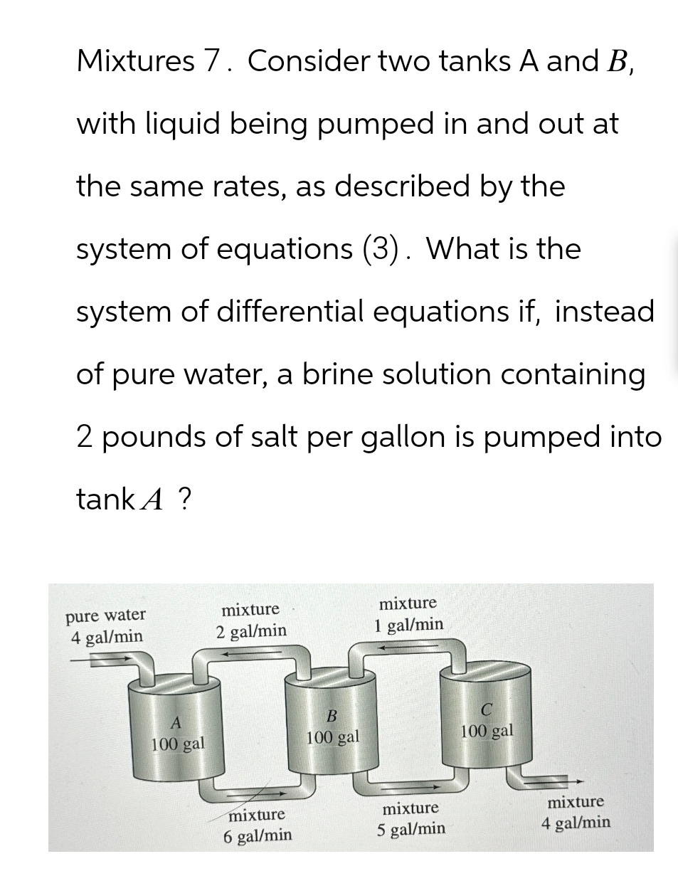 Solved Mixtures 7. ﻿Consider two tanks A and B, ﻿with liquid | Chegg.com
