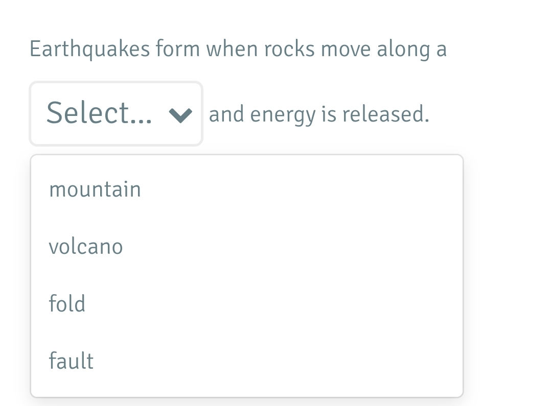 Solved Earthquakes form when rocks move along a and energy | Chegg.com
