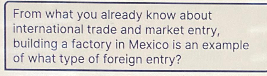 Solved From what you already know about international trade | Chegg.com