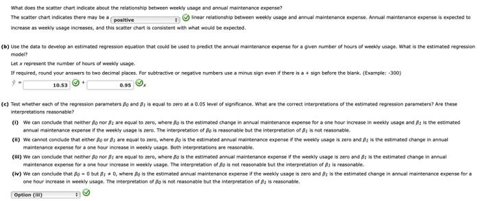 Solved please find (d)(b) answer: y= 10.53 + 0.95 x(d) How | Chegg.com