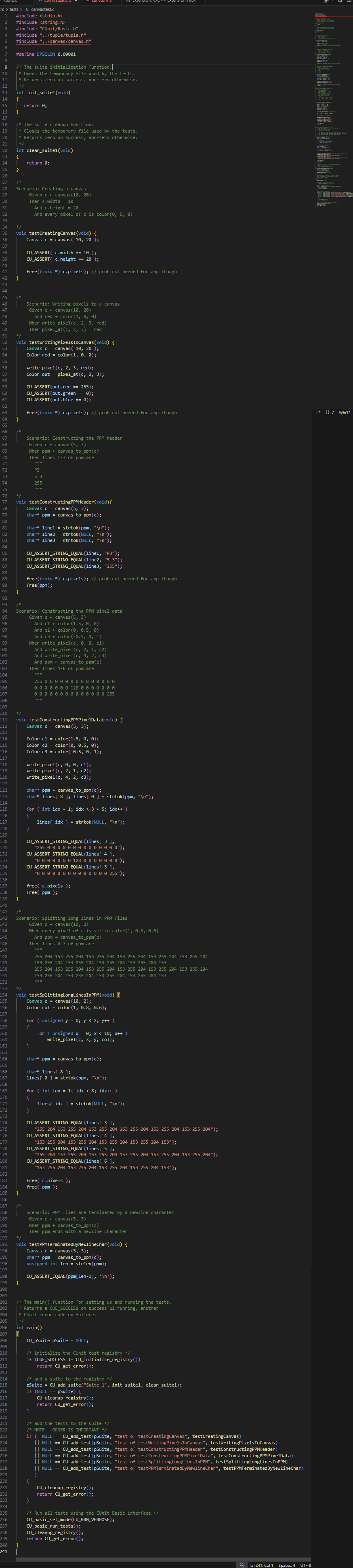 Solved Please write a canvas.c file in C unit that passes | Chegg.com