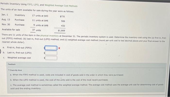 Solved Periodic Inventory Using FIFO, LIFO, and Weighted | Chegg.com