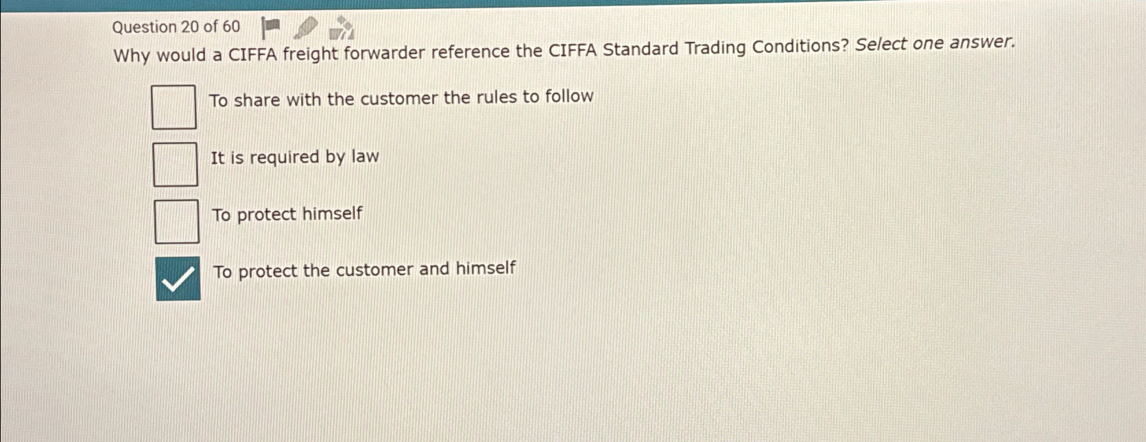 Solved Question 20 ﻿of 60Why would a CIFFA freight forwarder | Chegg.com