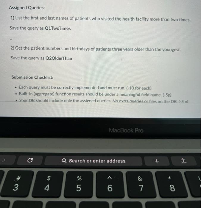 Solved I have provided Patient table and Visit table. Please | Chegg.com
