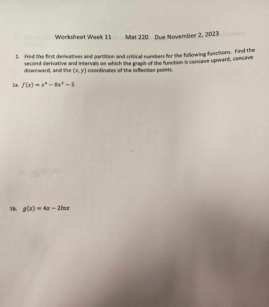 1. Find the first derivatives and partition and | Chegg.com