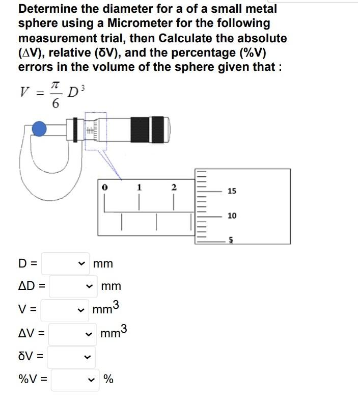 Solved Determine the diameter for a of a small metal sphere | Chegg.com