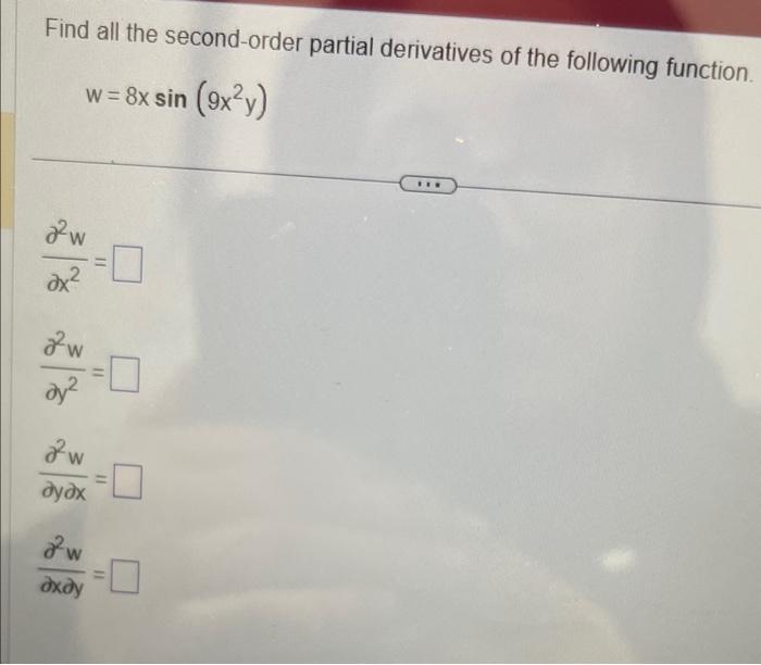 Solved Find all the second-order partial derivatives of the | Chegg.com