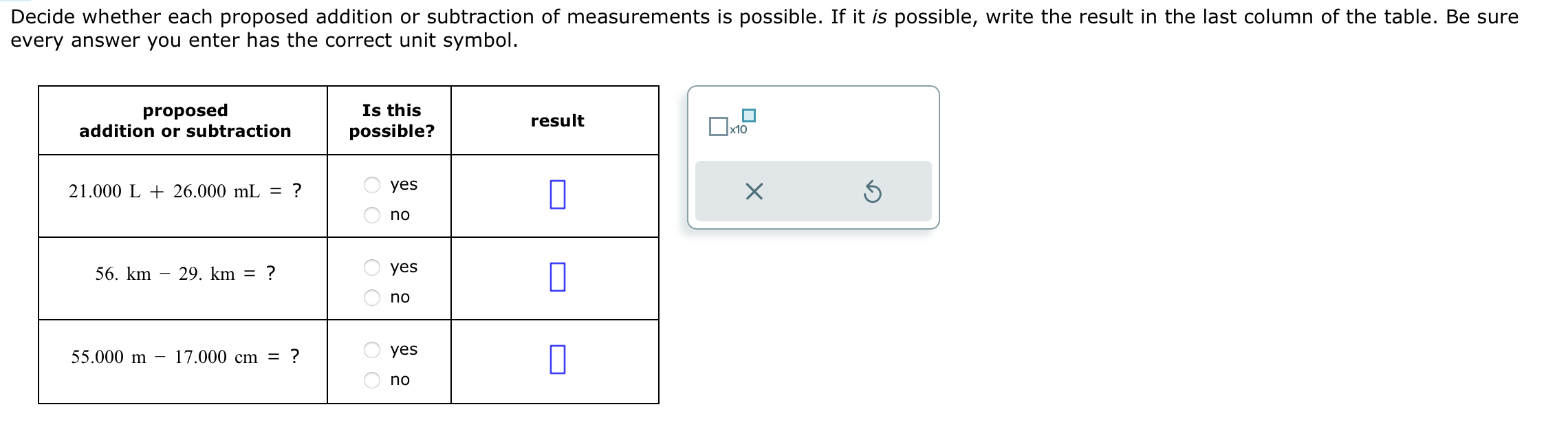 Solved Decide whether each proposed addition or subtraction | Chegg.com